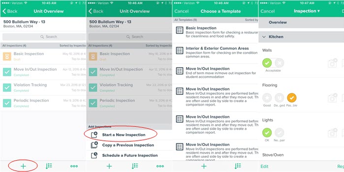 How do I inspect a property using Buildium's Property Inspections?