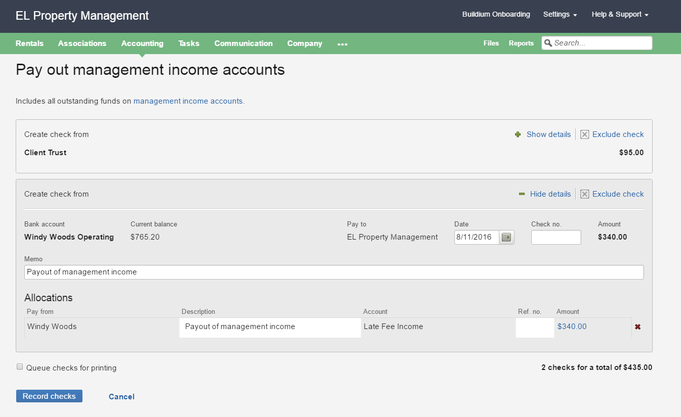 How to use Buildium's company financials feature