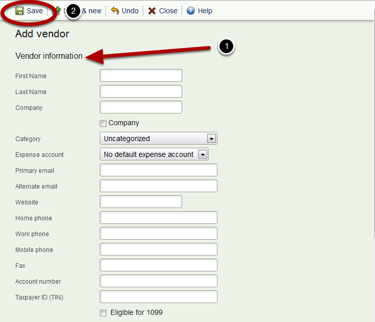 Adding vendors and entering beginning vendor balances