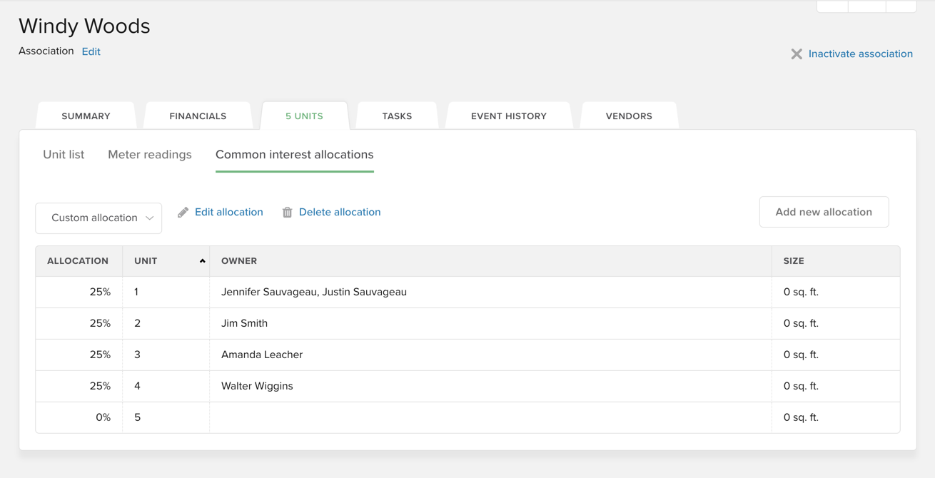 Common interest allocations
