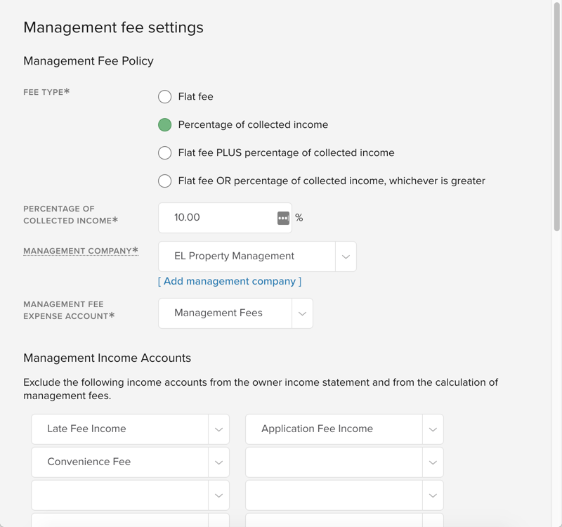 How do I pay out management income accounts to my company?