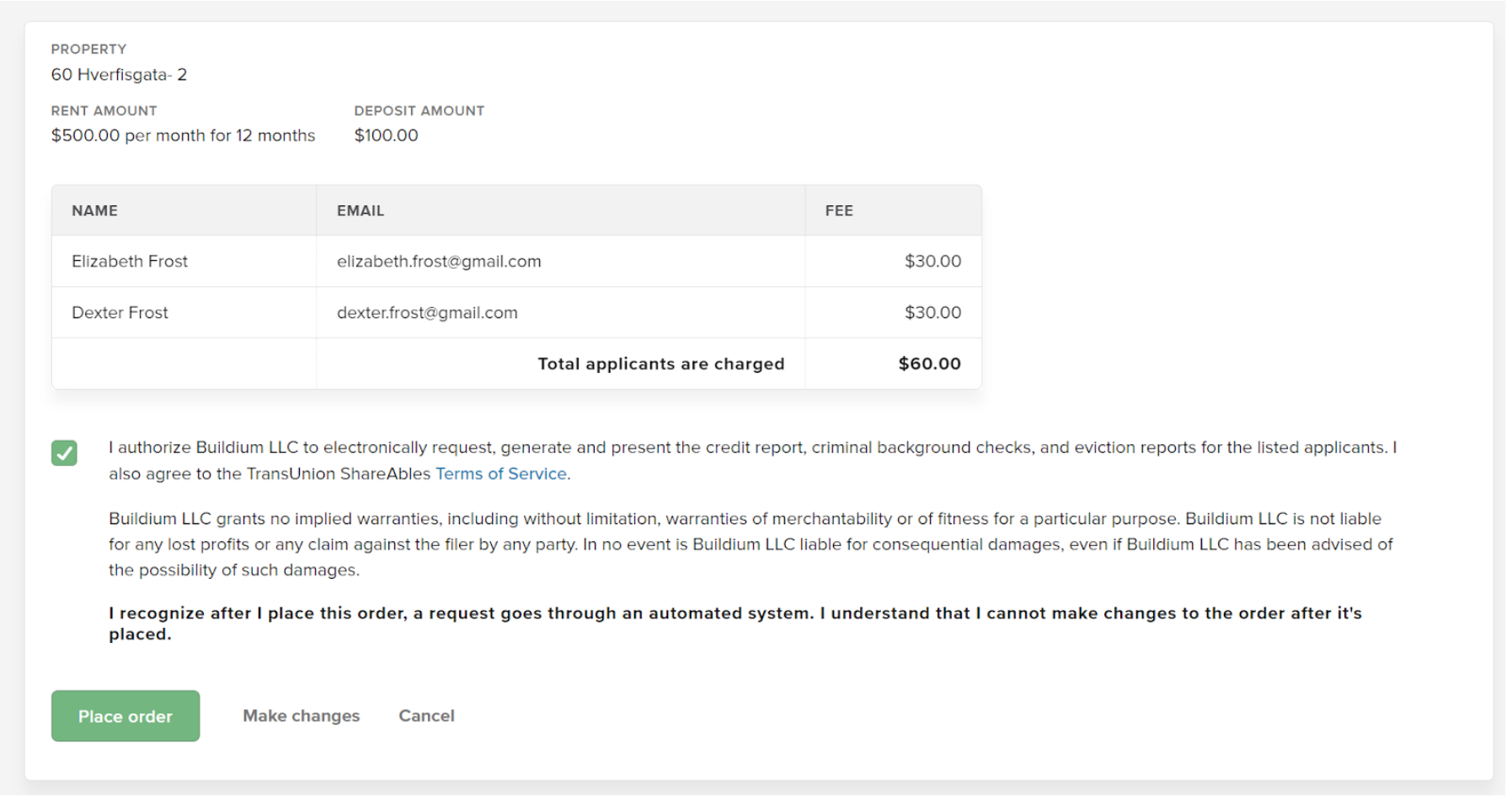 Tenant Screening, powered by TransUnion