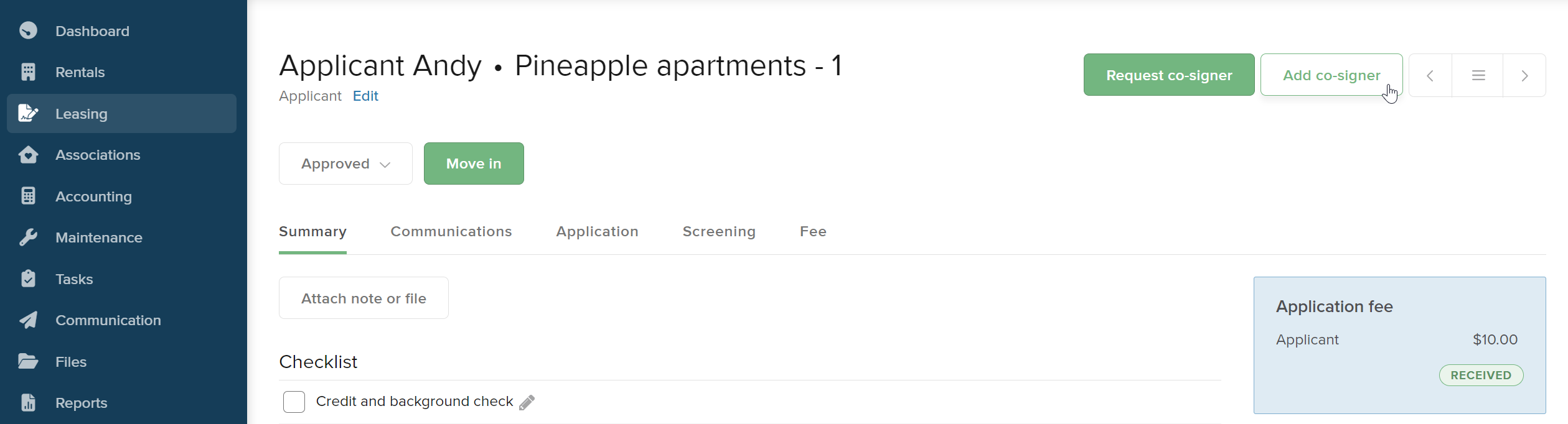 Enabling and Managing Co-Signer Rental Applications