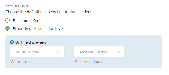 Default Unit Setting