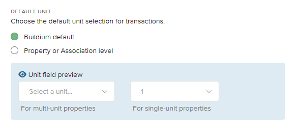 Default unit setting