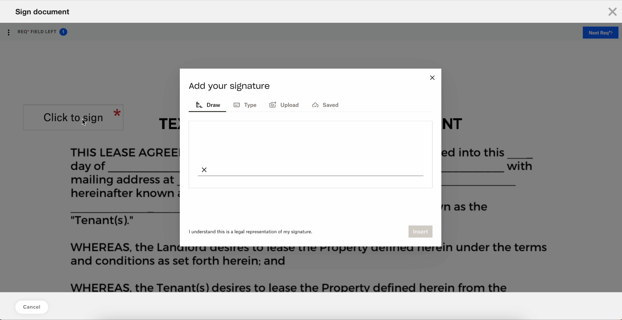 Embedded signing for eSignature