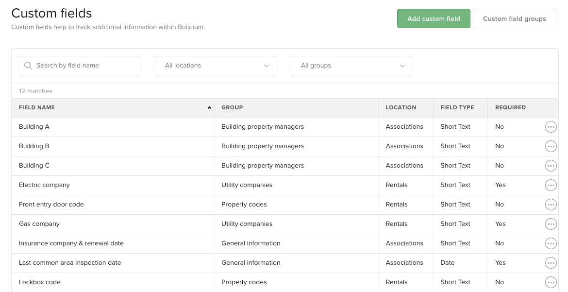 Buildium Custom Fields