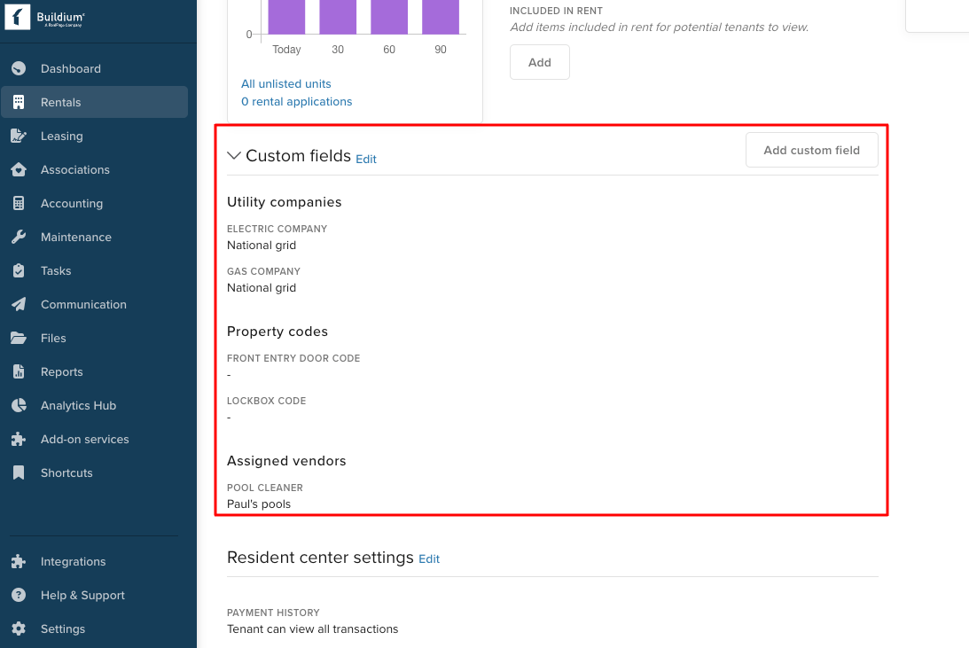 Buildium Custom Fields