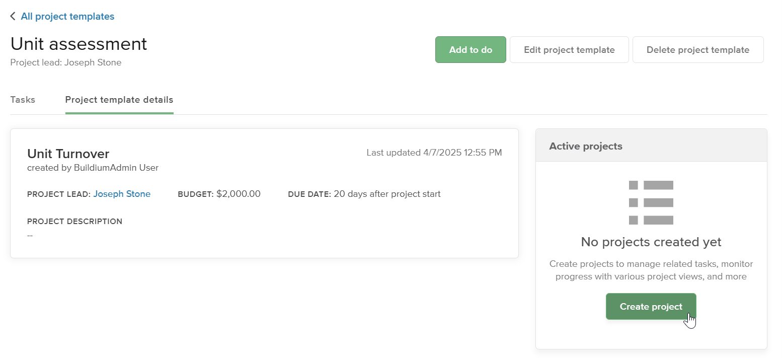 Maintenance Project Templates