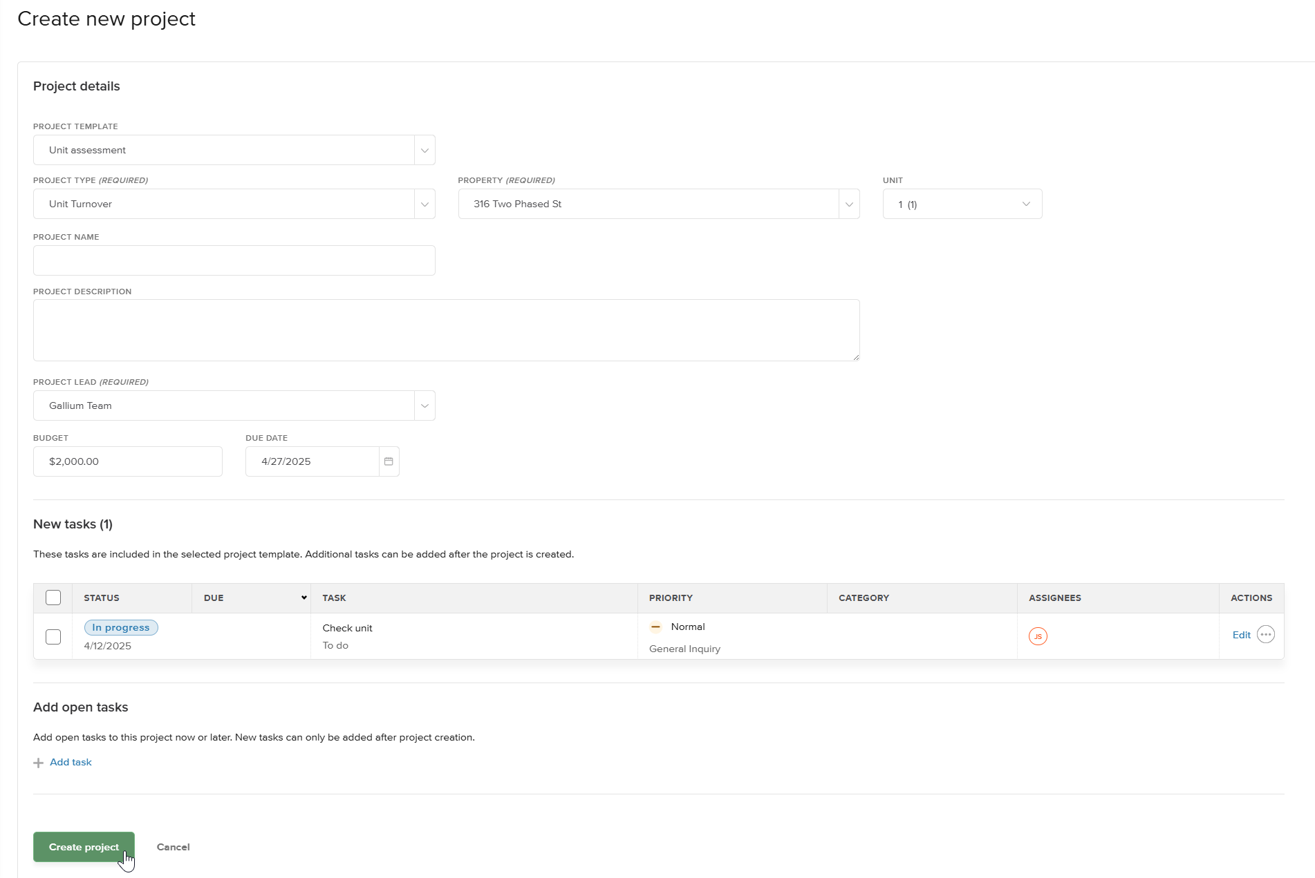Maintenance Project Templates