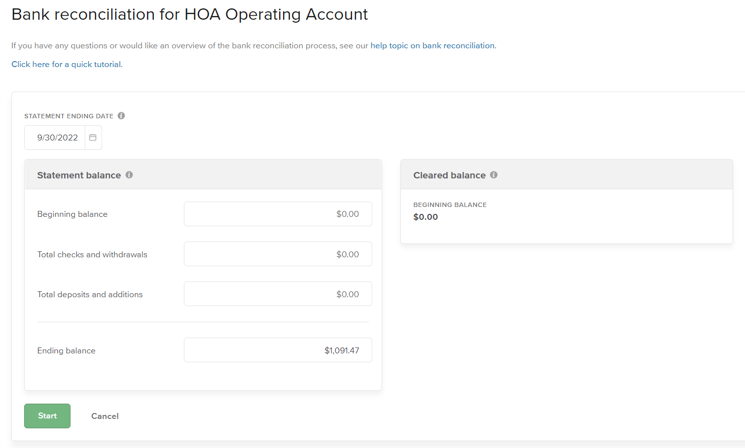 Reconciling a bank or credit card account manually