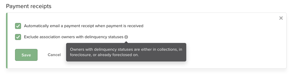 Mark delinquency status on association ownership accounts