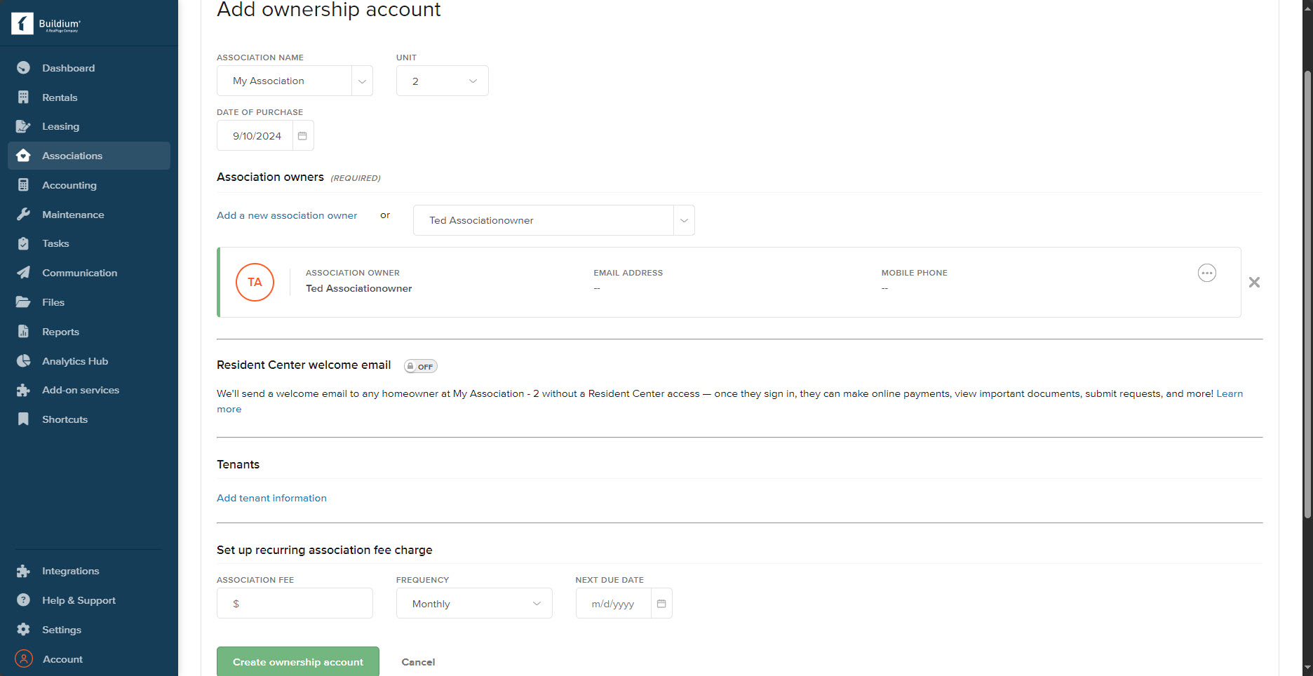 How do I add an association owner?