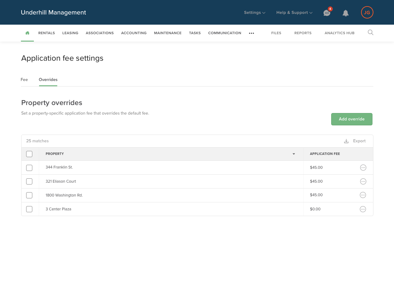 Custom Application Fees