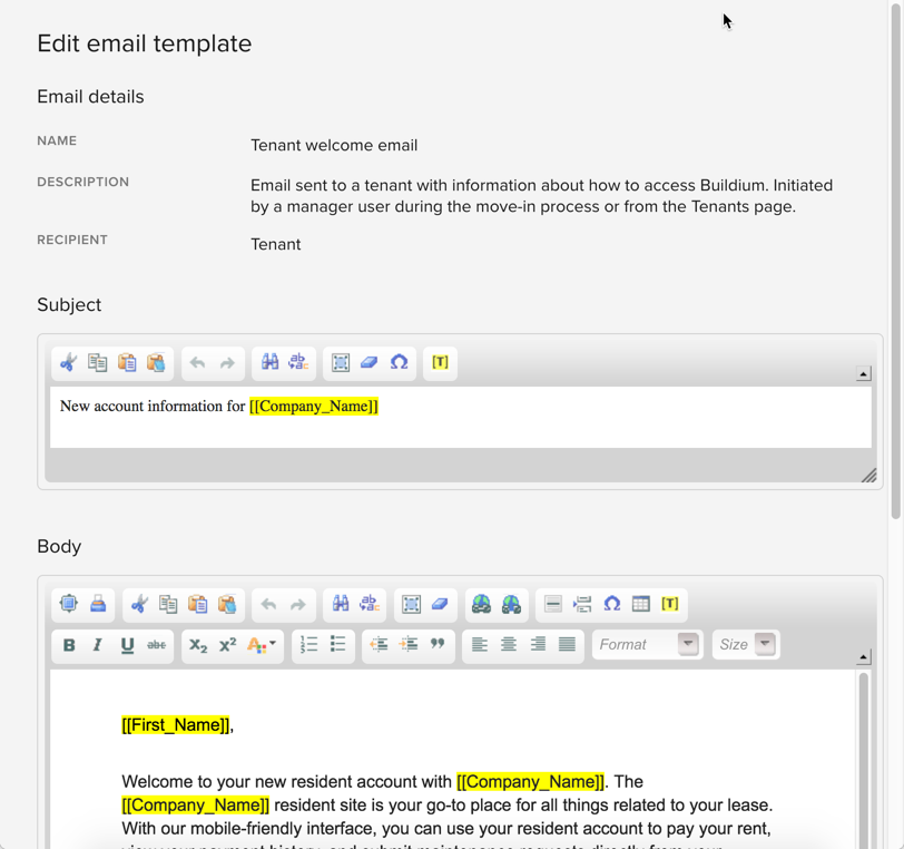 Automated Email Settings