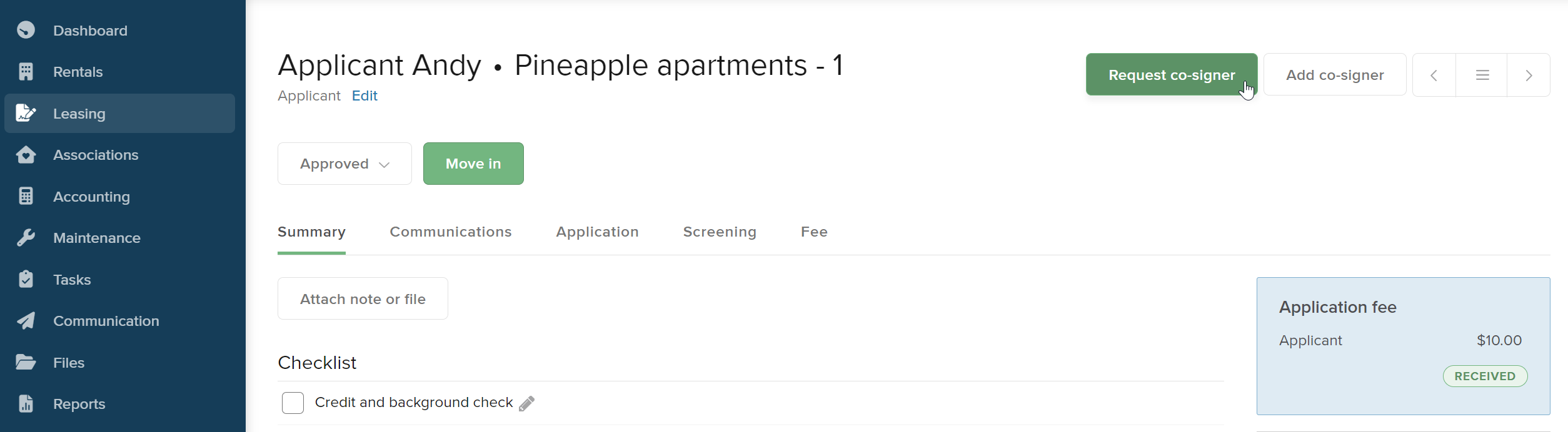 Enabling and Managing Co-Signer Rental Applications
